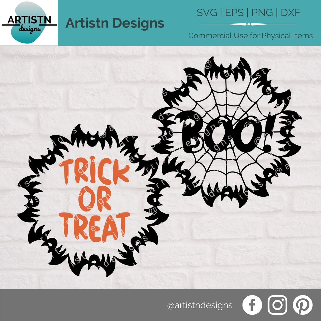 Halloween Trick or Treat Boo Spider Web Bundle SVG - Cute Bats & Spider ...
