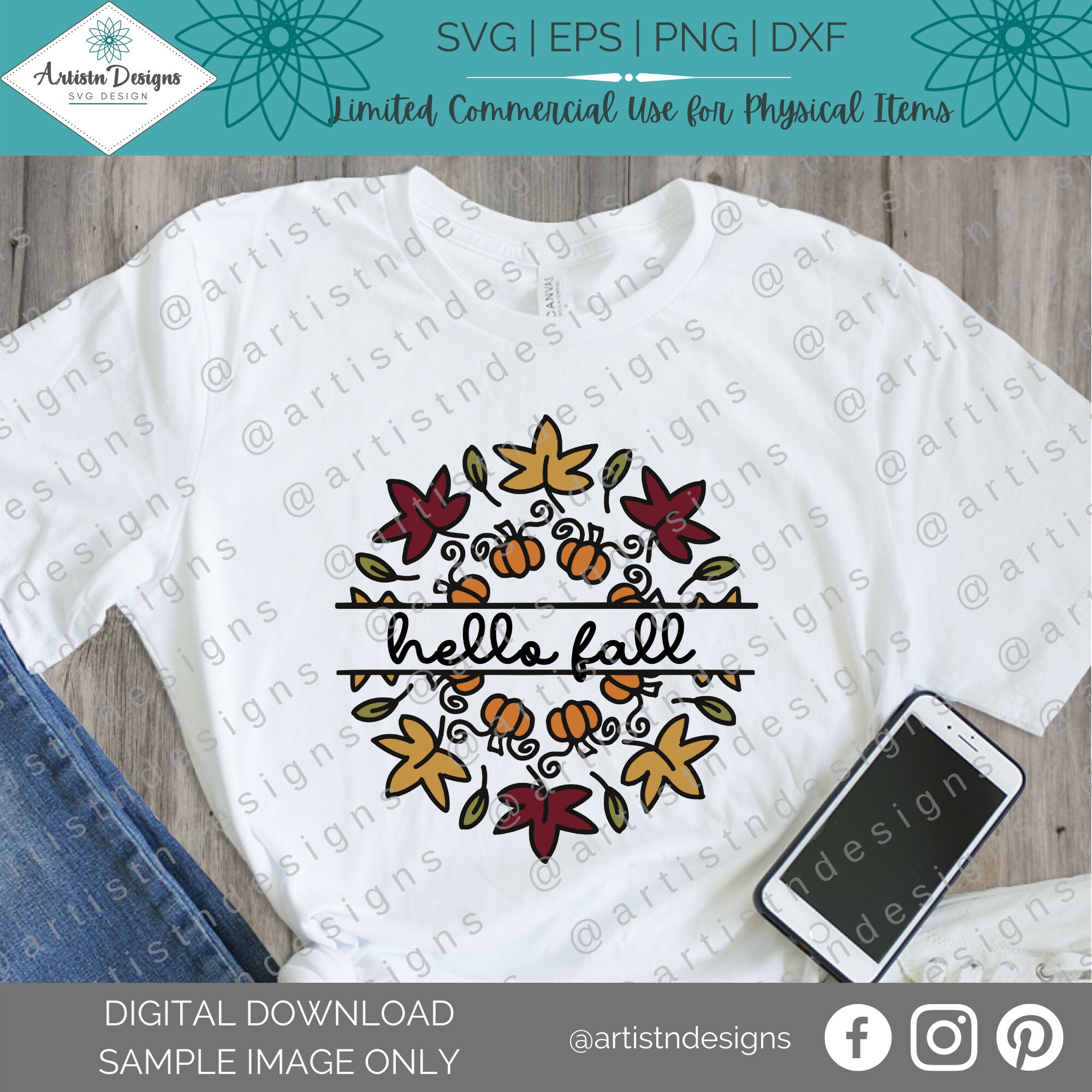 Hello Fall SVG - Hello Fall Multi-layered Svg - Hello Fall Leaves Svg ...