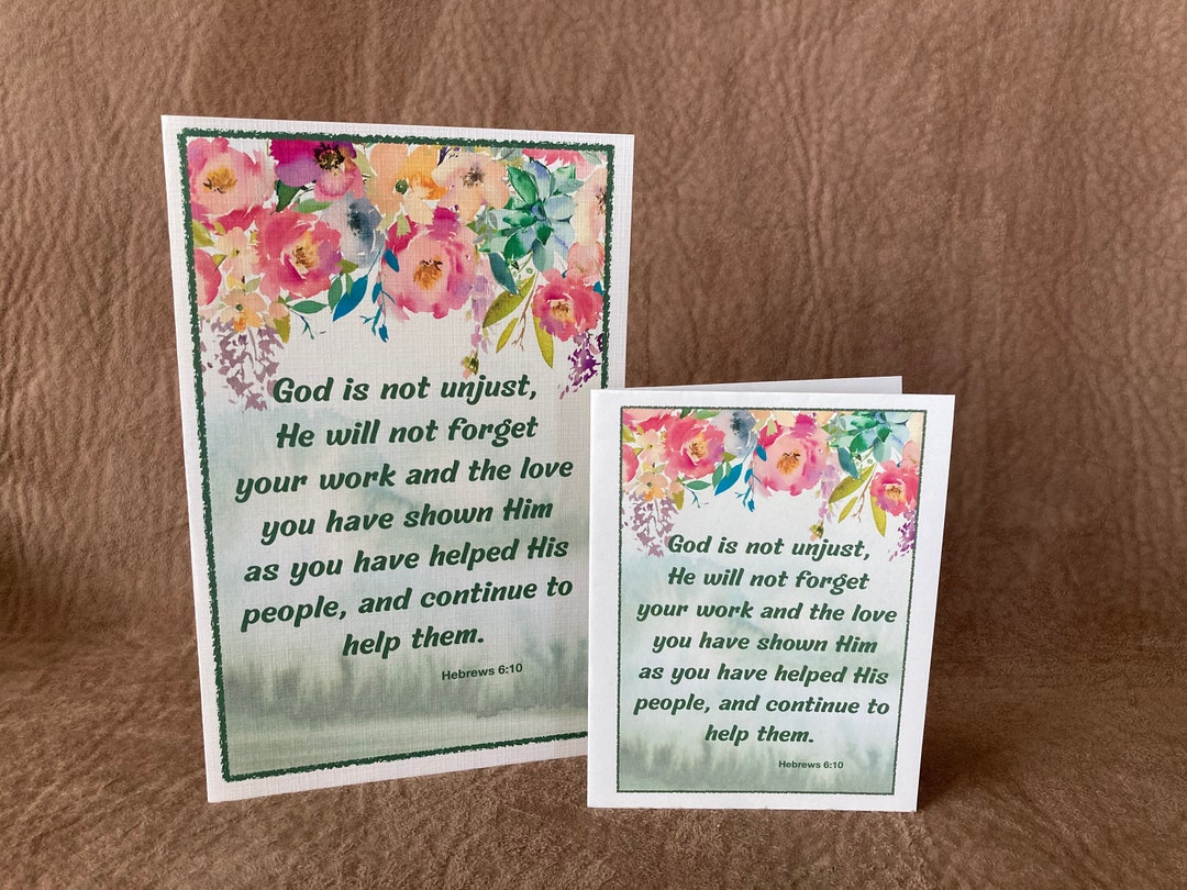 HEBREWS 6:10 - 340A - Inspirational Bible Verse Scripture Note Card ...