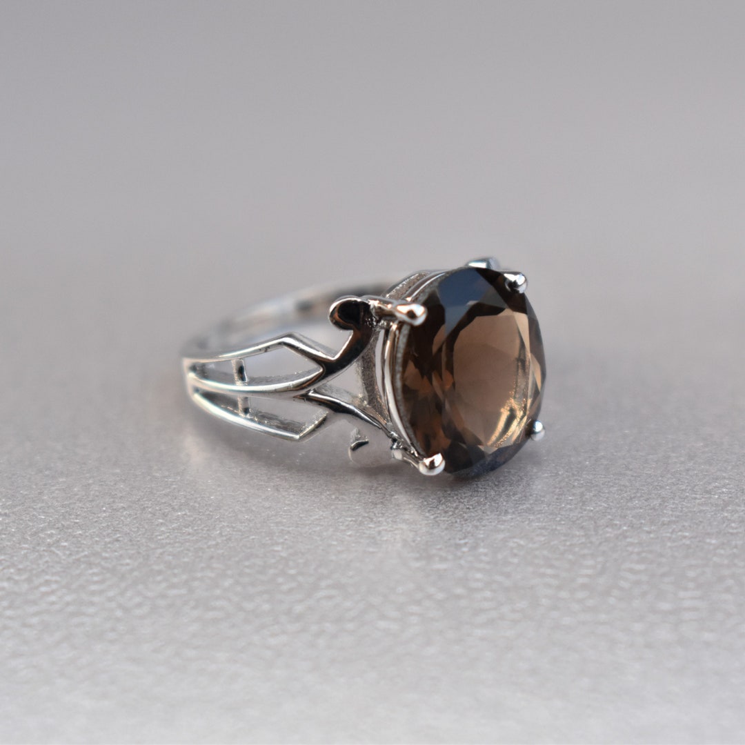 Smoky Quartz Ring / Sterling Silver Smoky Quartz Ring / - Etsy
