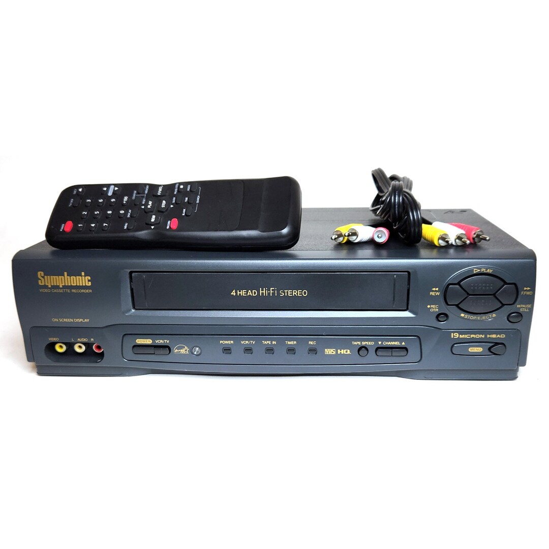 Symphonic VHS VCR 4-head Hi-fi Stereo With Remote Control, AV Cable, Vr ...