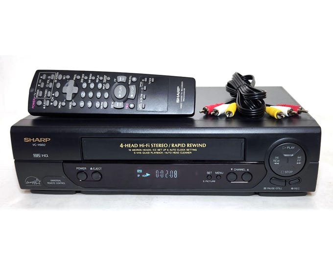 Sharp VHS VCR, 4-head Hi-fi Stereo With Remote Control, Cable, Vc-h992u ...