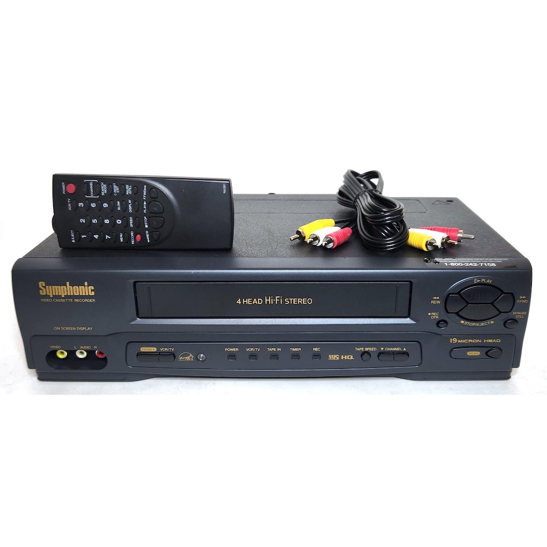 Symphonic VHS VCR 4-head Hi-fi Stereo With Remote Control, AV Cable, Vr ...