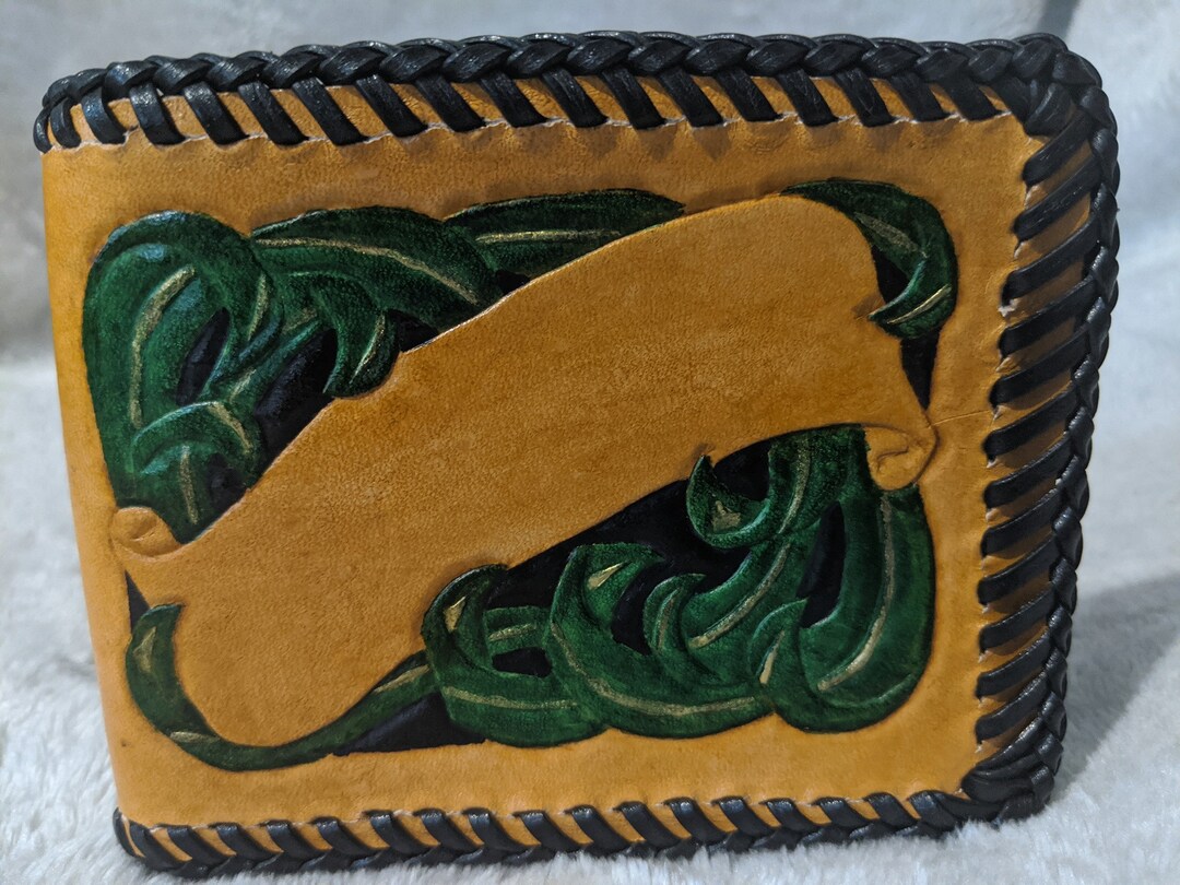 Hand Tooled Leather Floral Pattern Wallet W Free Customization - Etsy