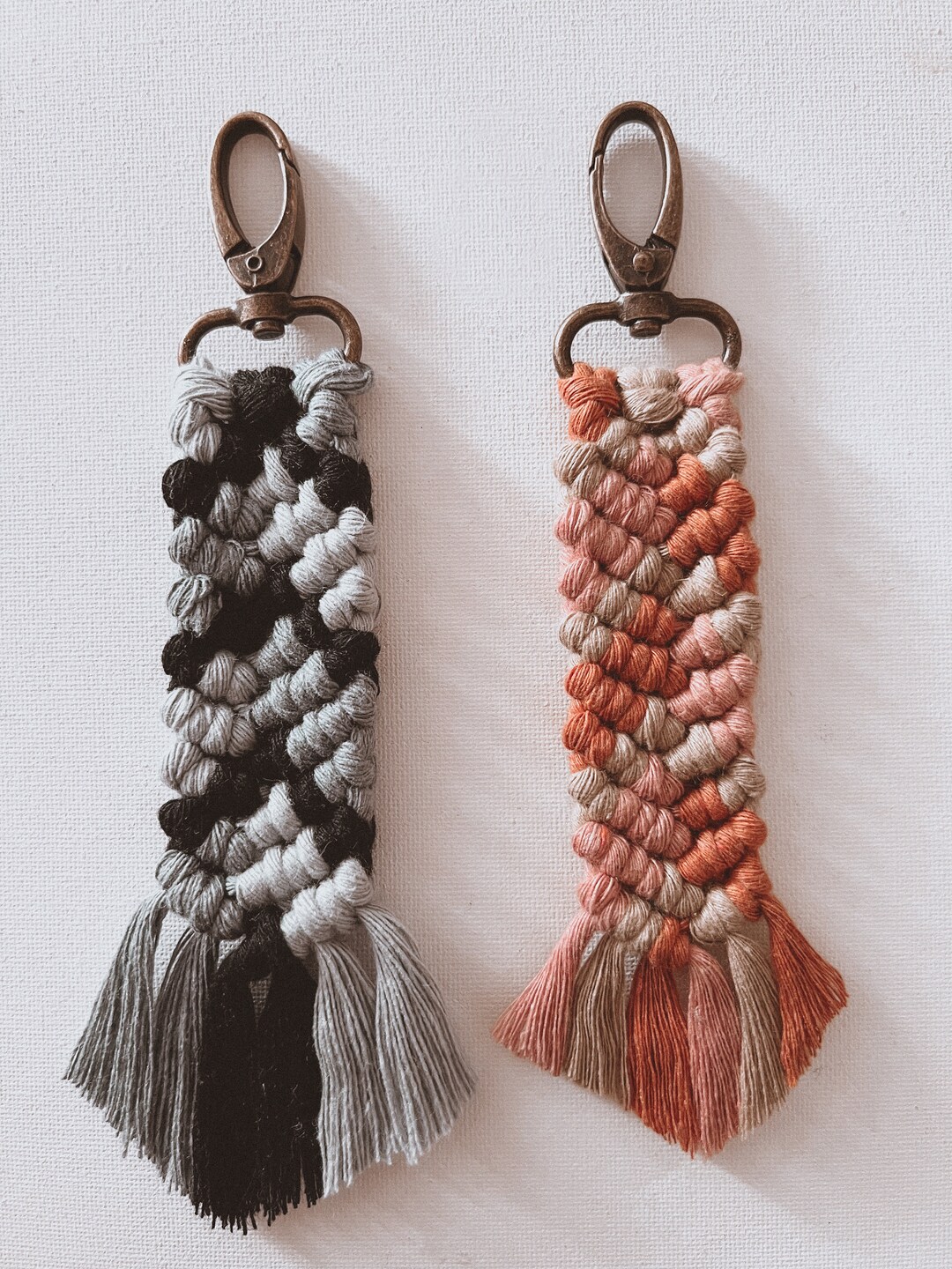 Multi Colored Fishtail Macrame Keychain | Bag Charm - Etsy