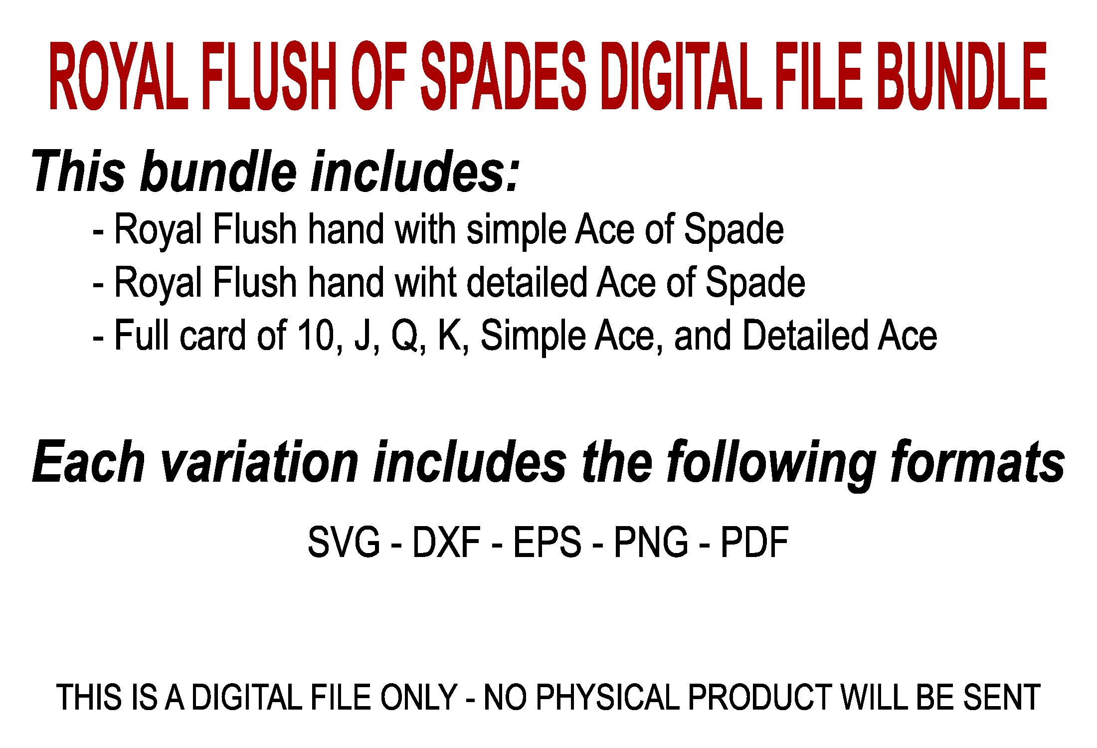 Royal Flush of Spades SVG - DXF - PNG - Eps - Pdf Bundle - Etsy