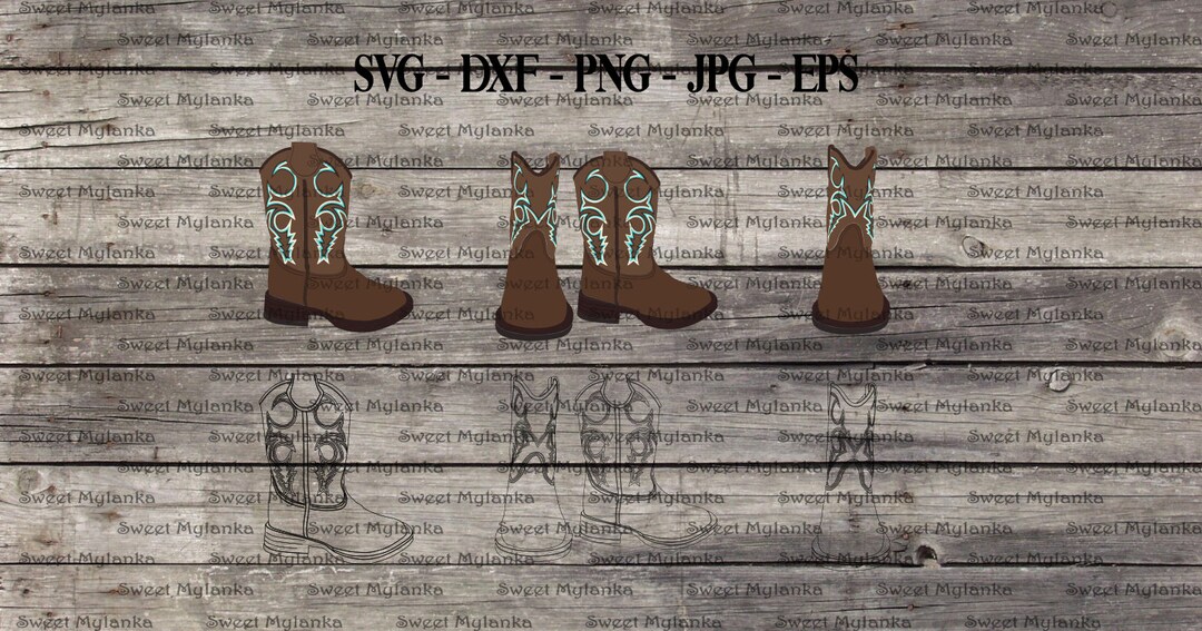 Kids Cowboy Boot Bundle SVG, DXF, PNG, Jpg, Eps - Etsy