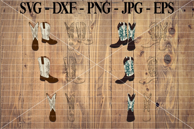 Cowboy Boot Bundle - SVG, DXF, PNG, Eps, Jpg - Etsy