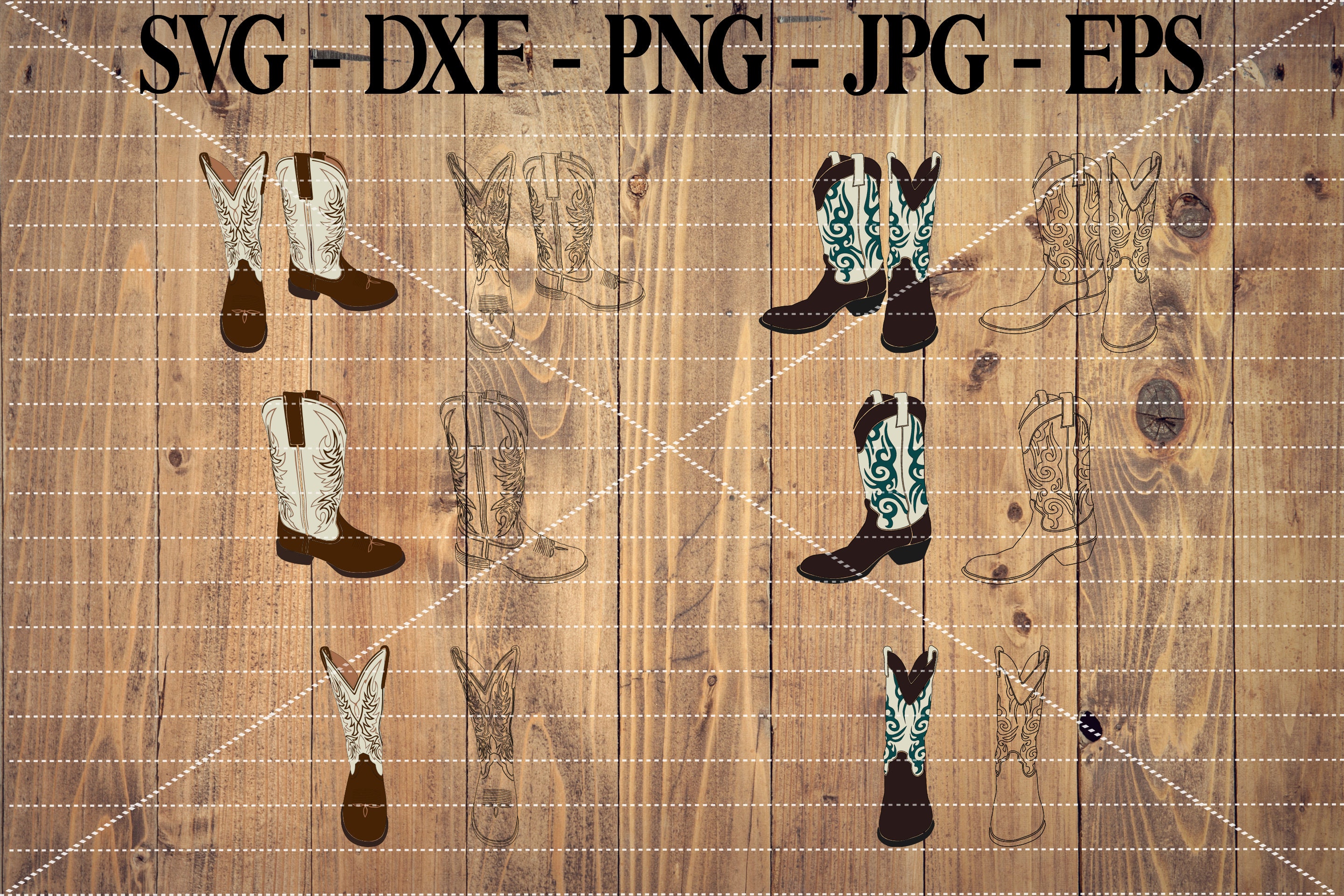 Buy Cowboy Boot Bundle SVG, DXF, PNG, Eps, Jpg Online in India - Etsy