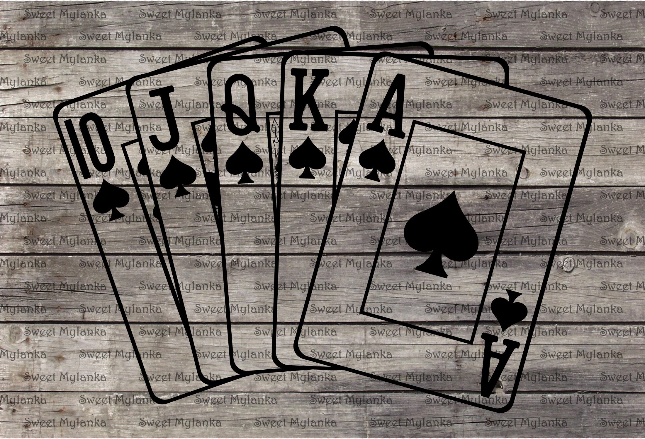 Royal Flush of Spades SVG - DXF - PNG - Eps - Pdf Bundle - Etsy