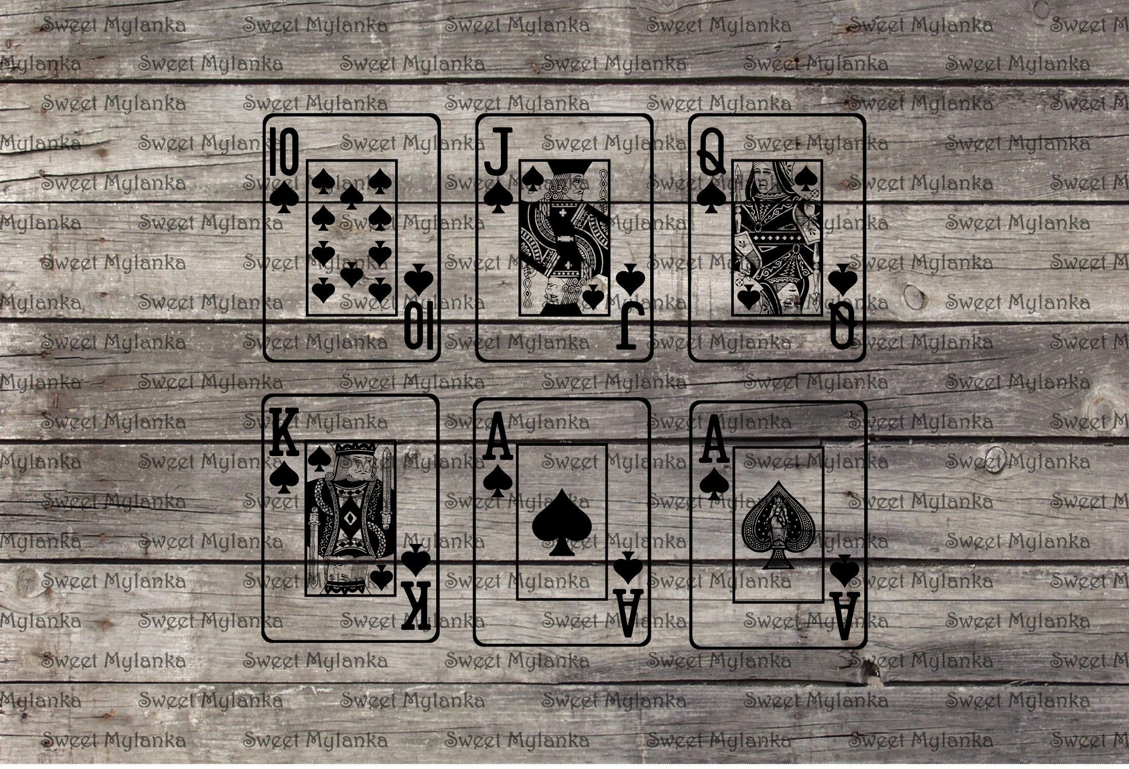 Royal Flush of Spades SVG - DXF - PNG - Eps - Pdf Bundle - Etsy