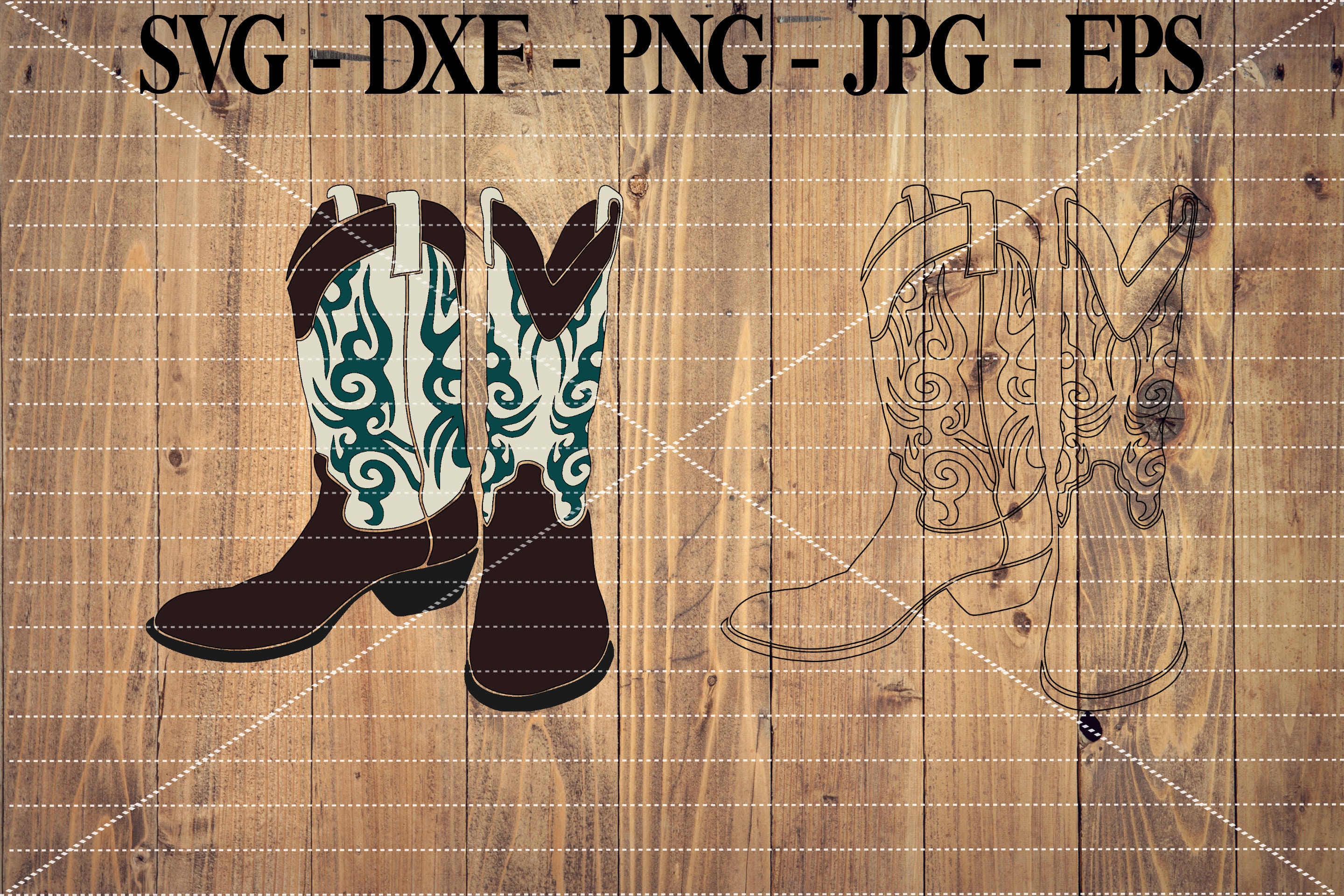 Cowboy Boot Bundle SVG DXF PNG Eps Jpg - Etsy