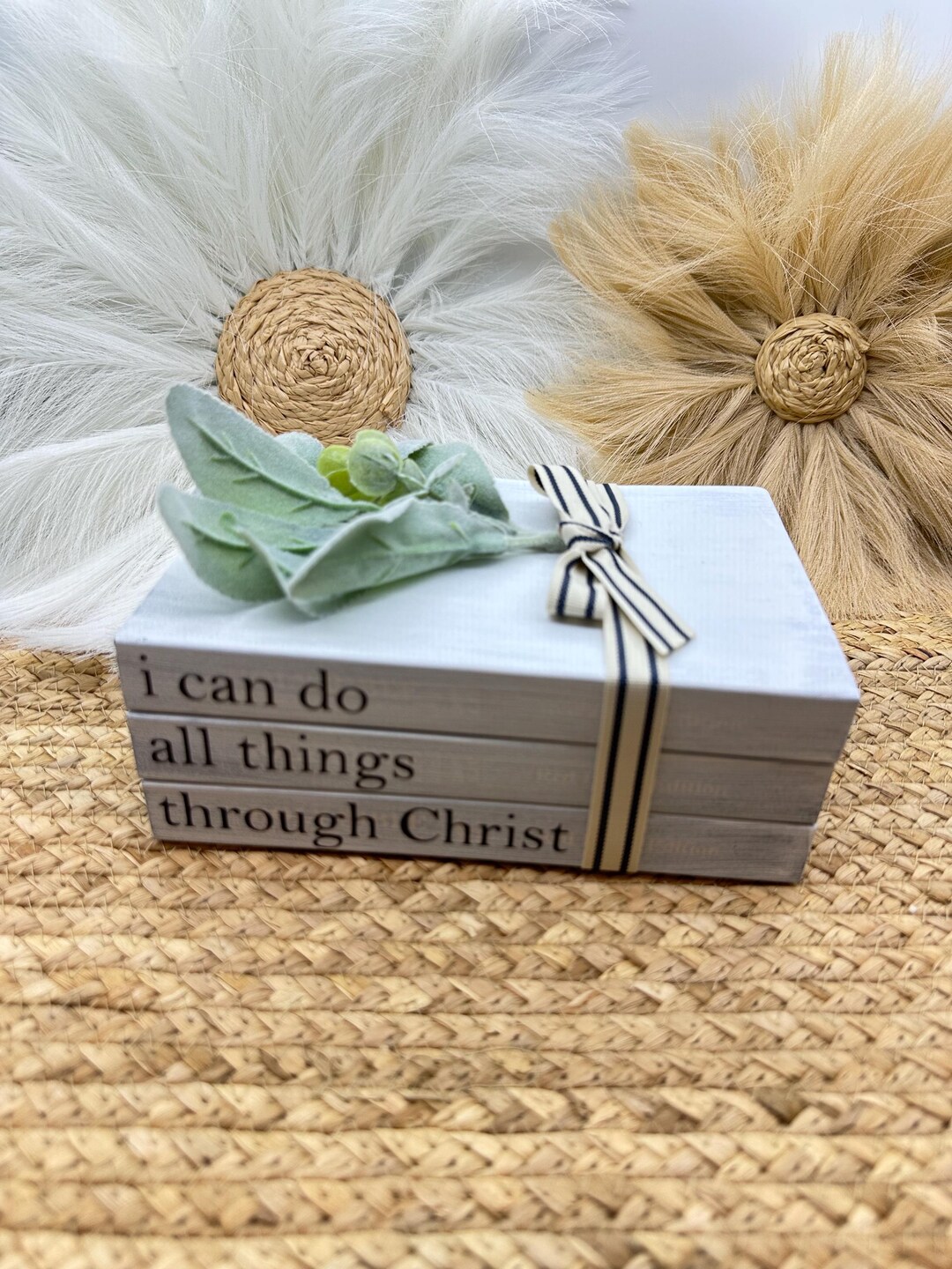 Farmhouse Bible Book Stack – Decorative Book Set With Greenery – Rustic ...