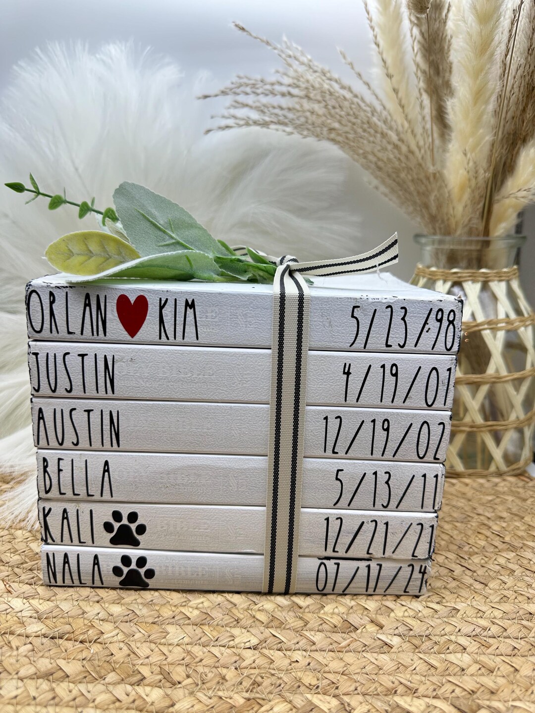 Personalized Family Bible Book Stack: Farmhouse Decor, Custom Names ...