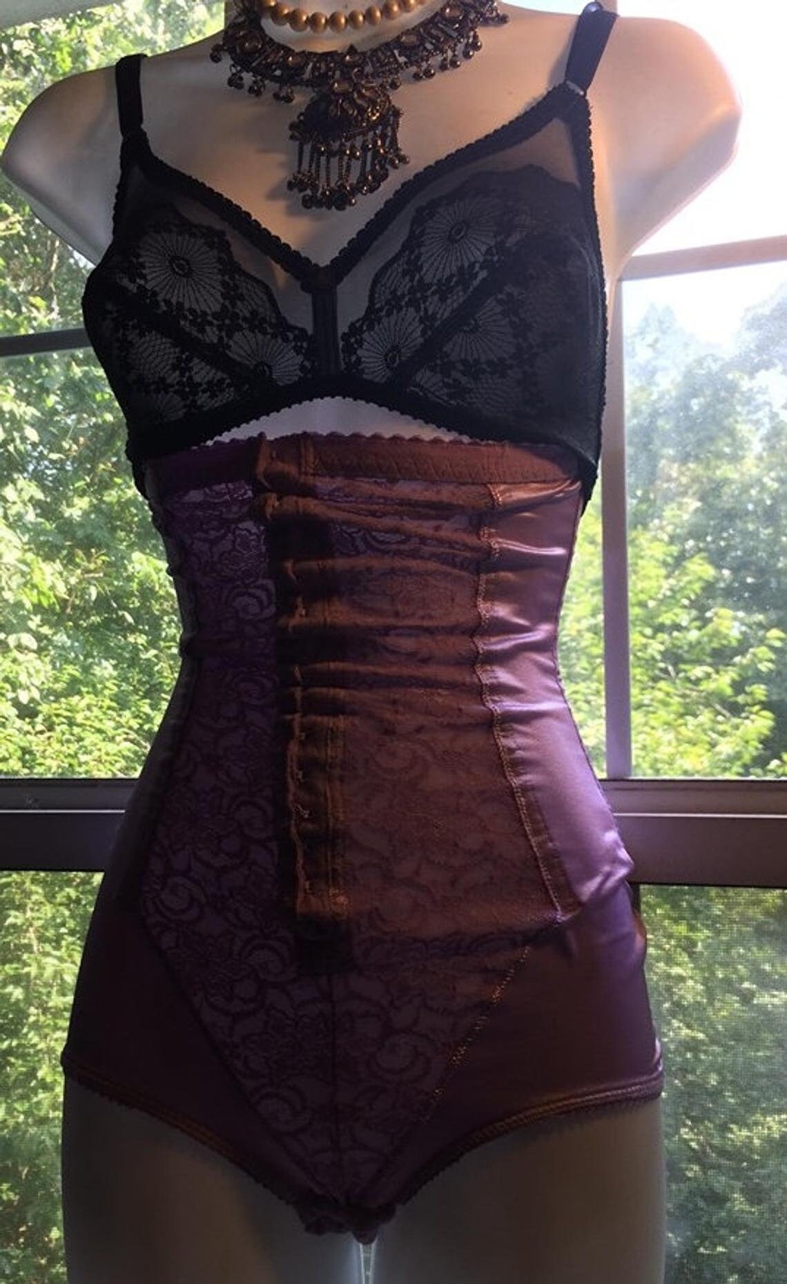 Purple Vintage Girdle Shaper Panty Nylon Lace Rare Gothic Noir Vamp ...