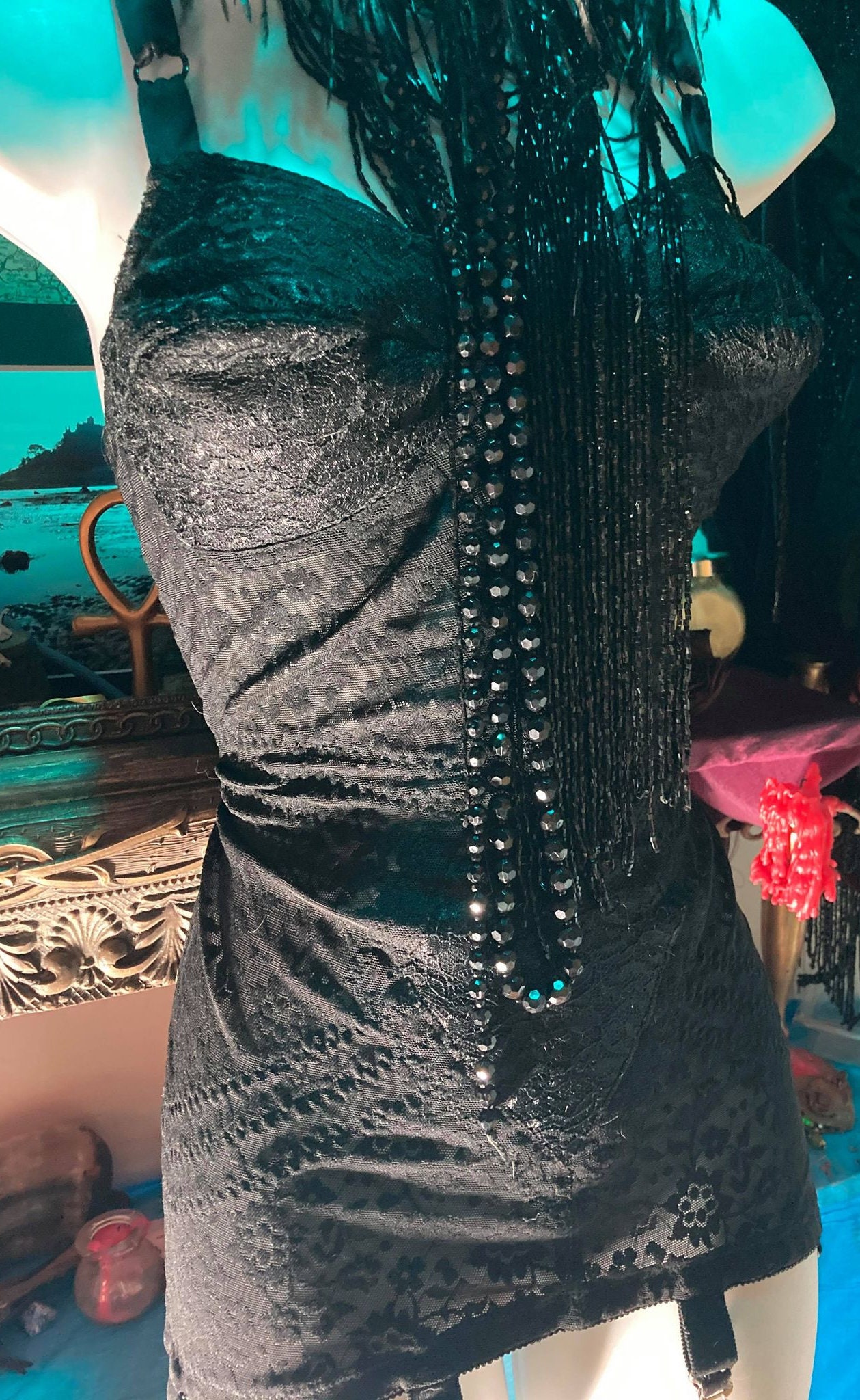 Black Vintage Girdle Shaper Dress Nylon Lace Garters Vintage - Etsy