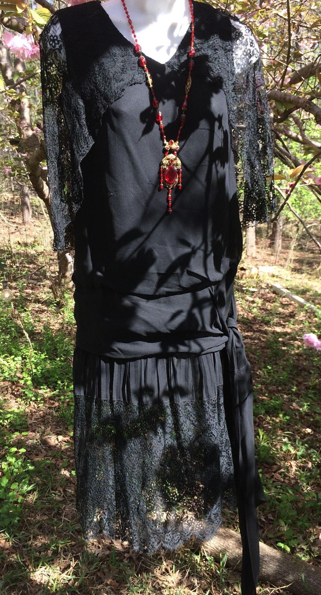 Black 20s Dress Flapper Drop Waist Rayon 1920s Vamp Gothic - Etsy Ireland