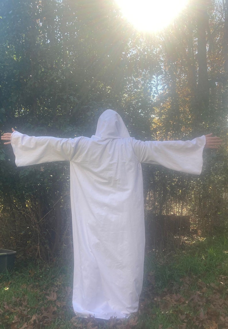 White Tau Robe Witch Wizard Magician Ceremonial Ritual Gothic Witchy ...