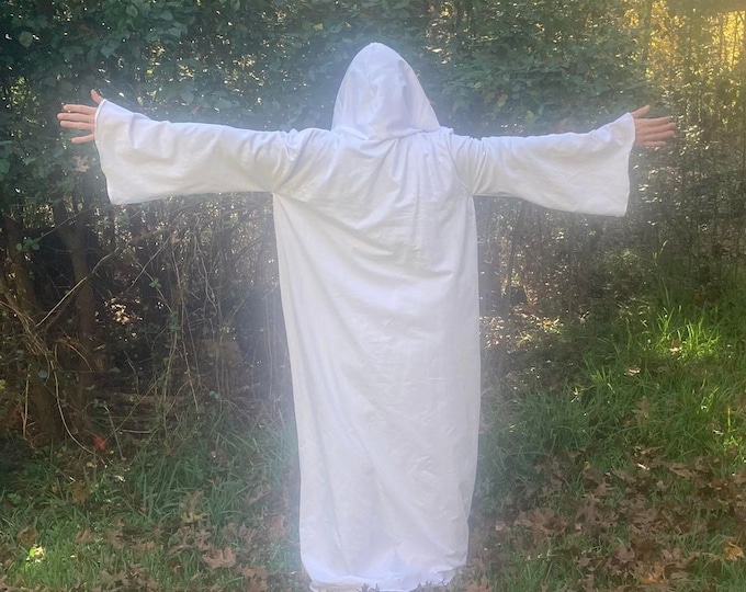 White Tau Robe Witch Wizard Magician Robe Ceremonial Ritual White Robe ...