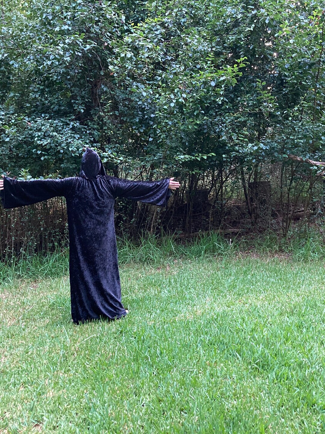 Black Tau Robe Velvet Witch Wizard Magician Ceremonial Ritual Gothic ...