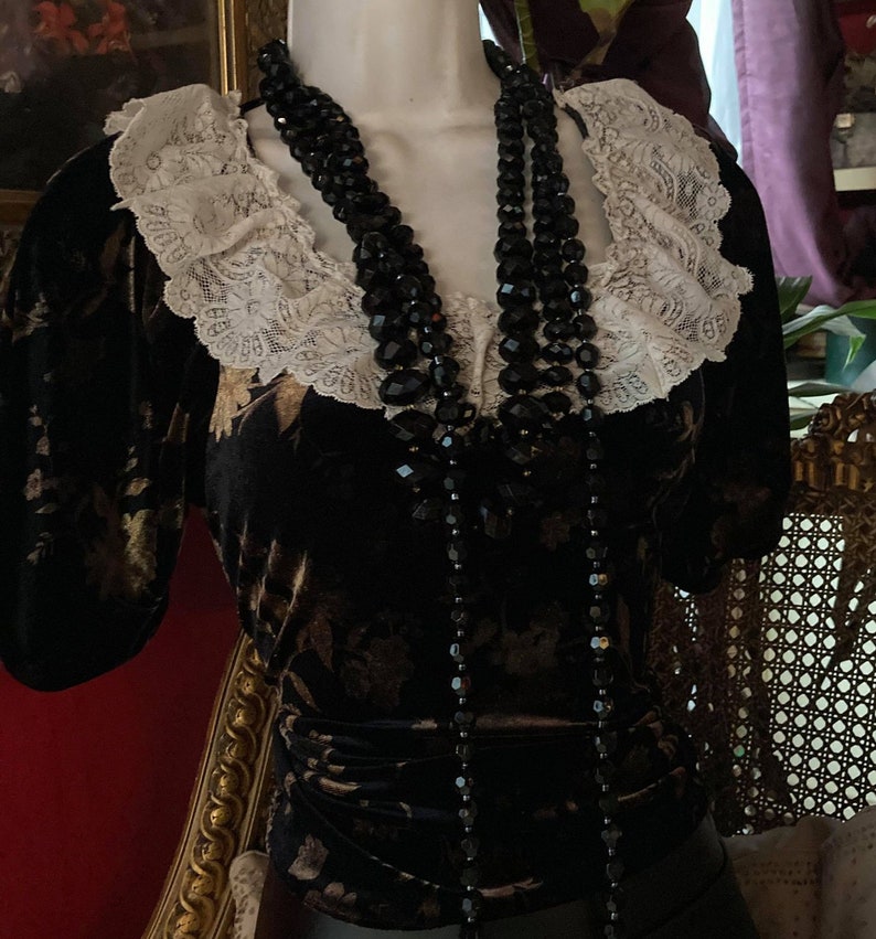 Gothic Velvet Blouse Top Lace Collar Goth Vampire Witch Boho Small ...
