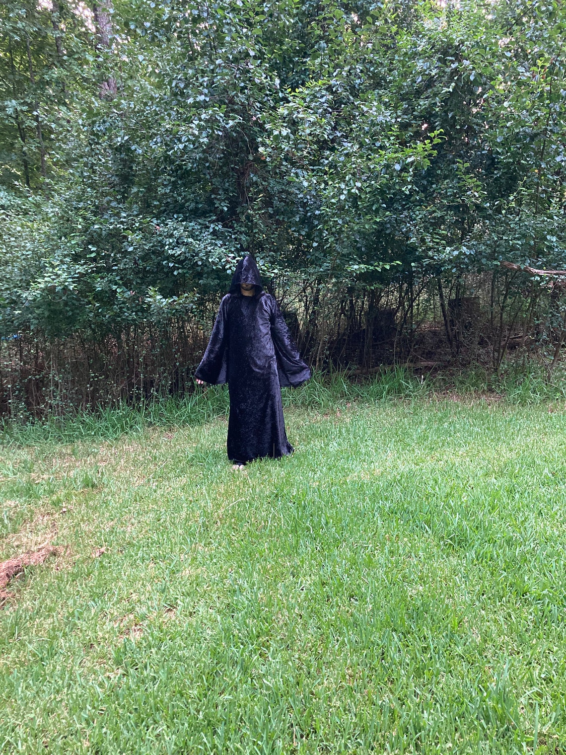 Black Tau Robe Velvet Witch Wizard Magician Ceremonial Ritual Gothic ...