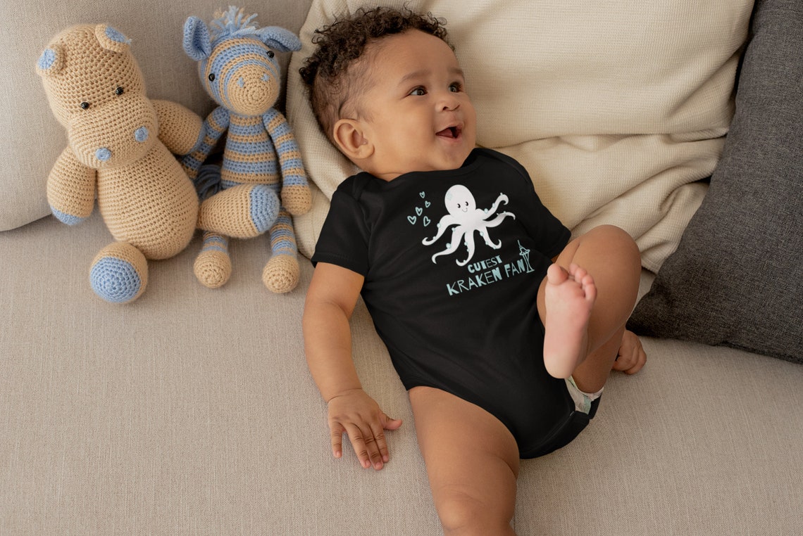 Seattle Kraken Illustration Design Onesie | Cute Baby Kraken | Seattle ...