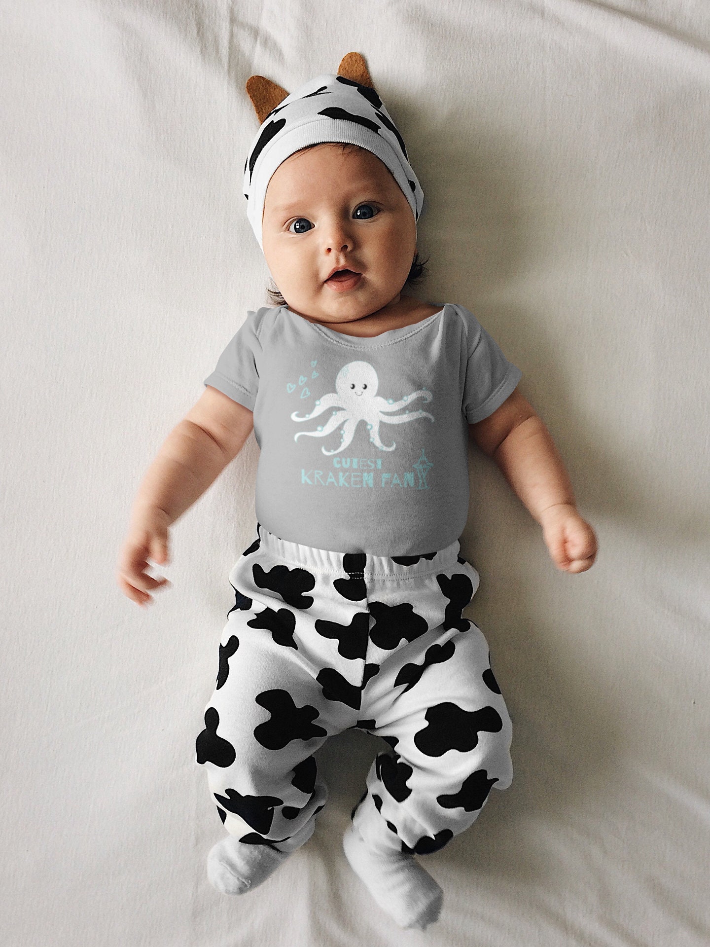 Seattle Kraken Illustration Design Onesie | Cute Baby Kraken | Seattle ...