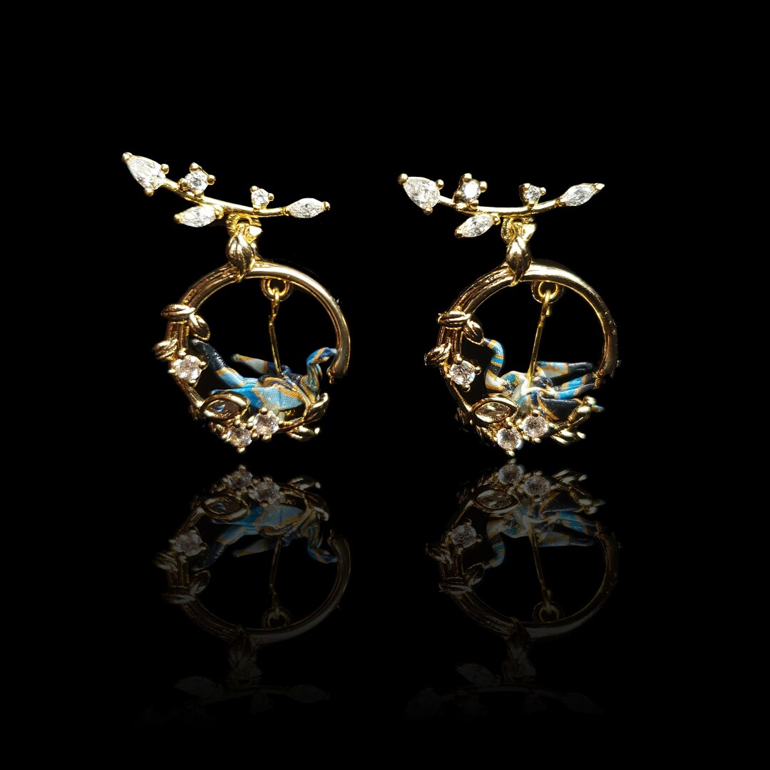 Gold-plated Tiny Fantasy Earth Nature Dragon Earrings, Druid Dnd Wreath ...
