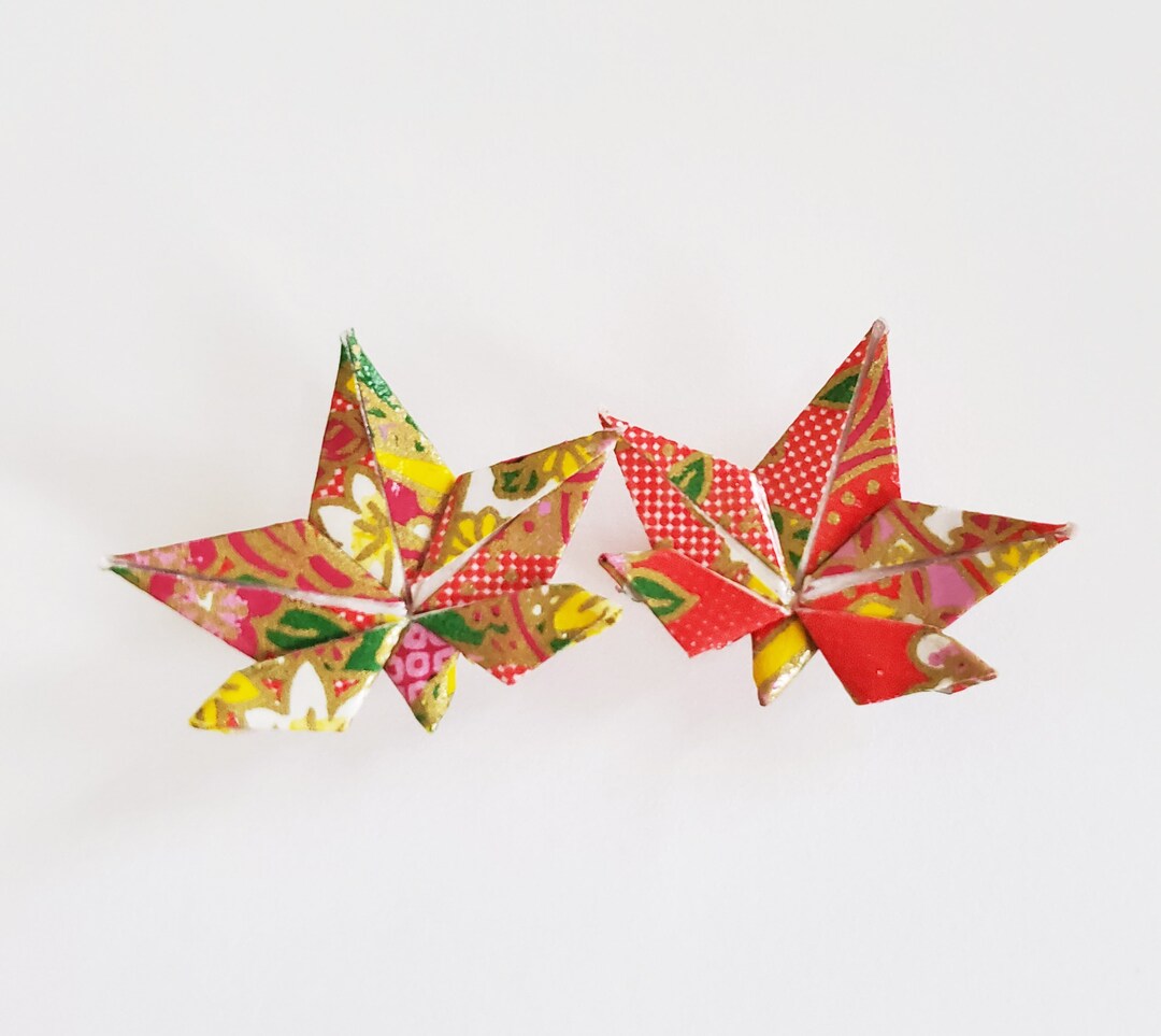 Origami Japanese Maple Leaf Stud, Japanese Maple Leaf Earrings ...