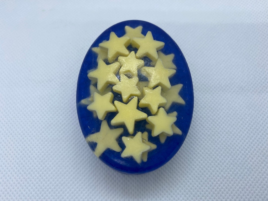 Starry Night Oval Blue With Yellow Stars Soap, Galaxy Soap, Star Soap ...