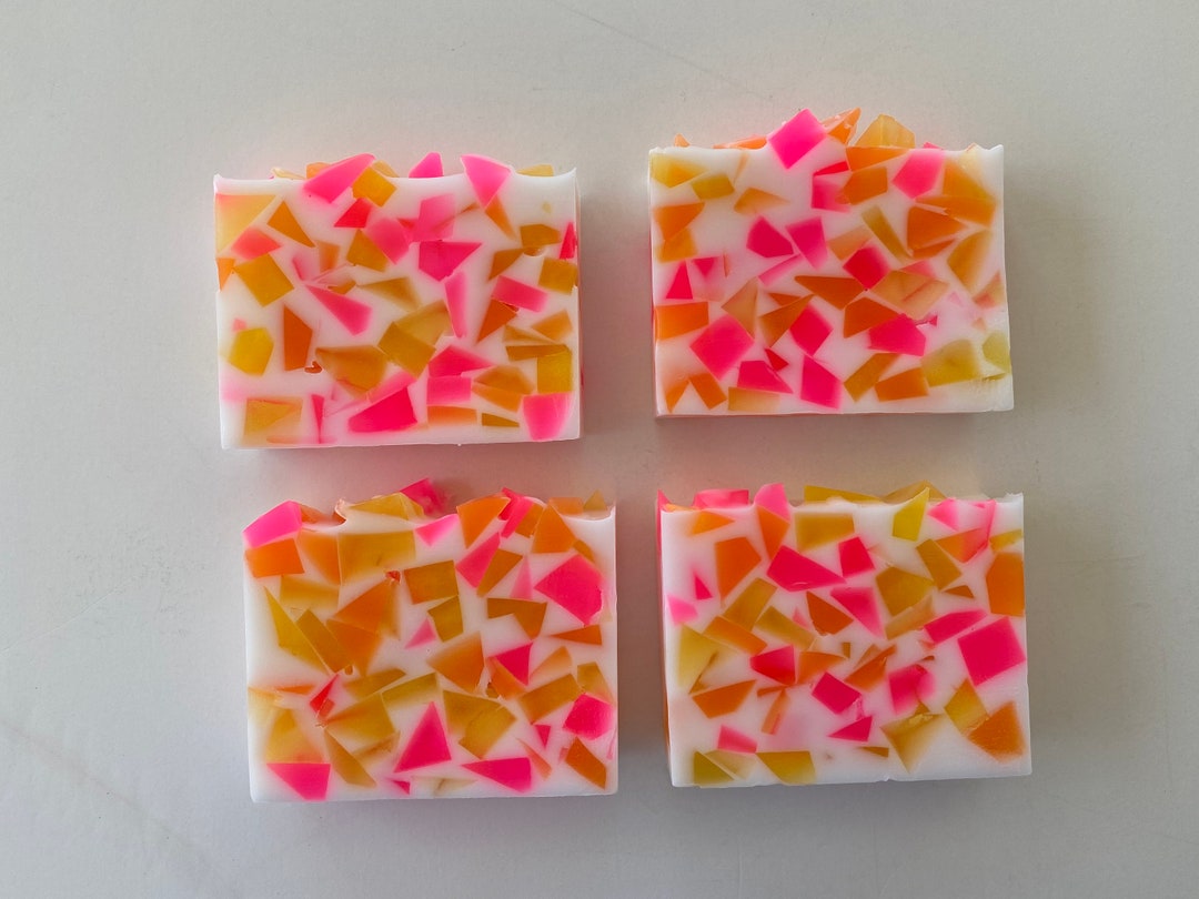Geometric Pink, Yellow & Orange Chunks Soap, Geometric Soap, Chunky ...