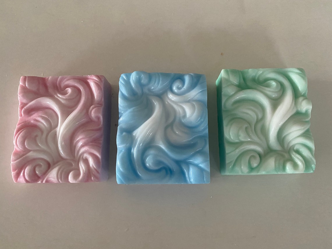 Wave Swirl Soap Blue, Green and Pink With White, Swirly Soap, Wave Soap ...