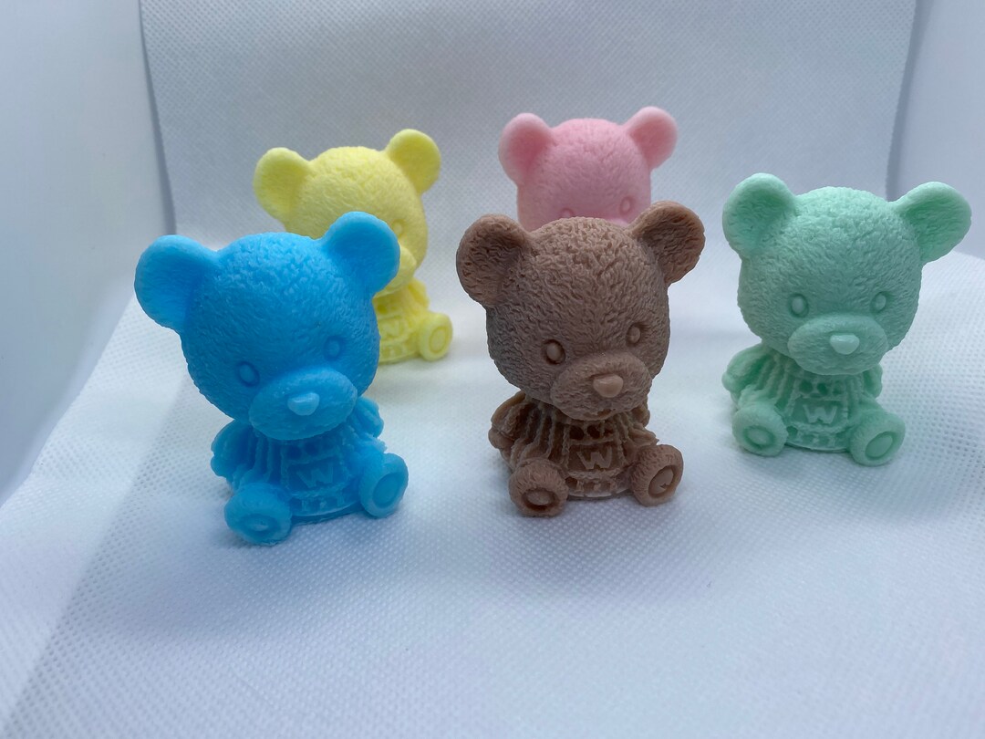Teddy Bear 3D Detergent Free Shea Butter Soap Blue, Yellow, Green, Tan ...