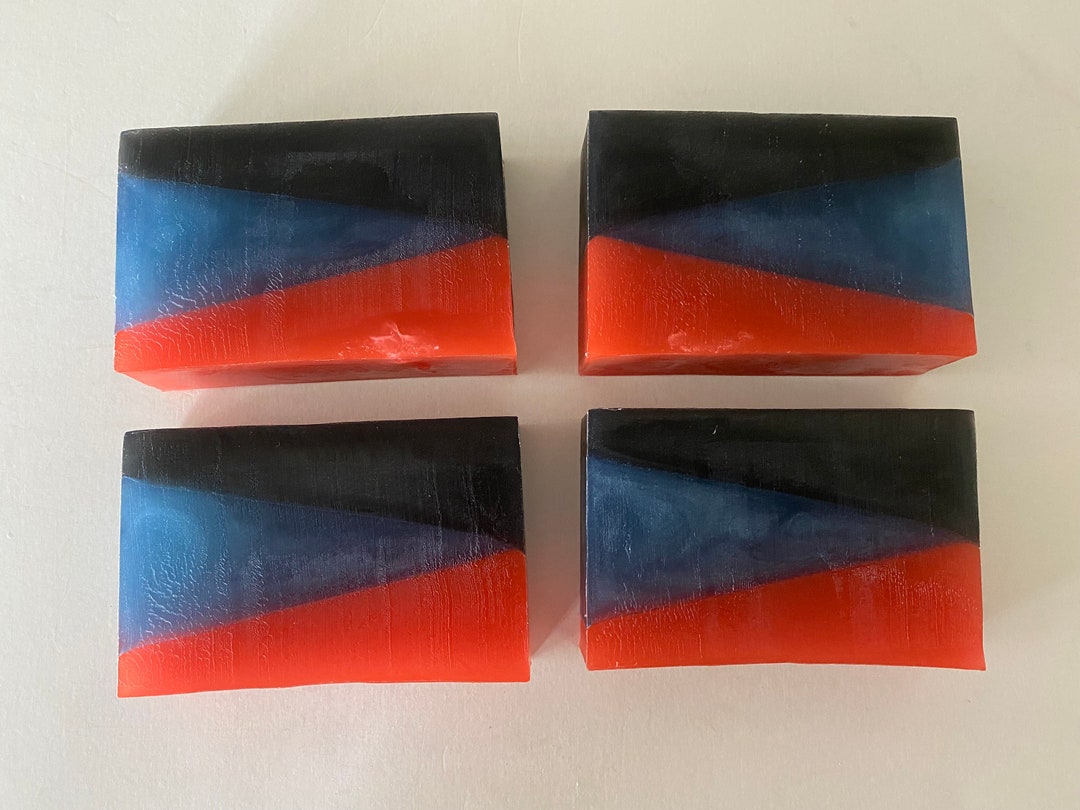 Black and Blue with A Little Red Angled Three Layer Soap, Scented with ...