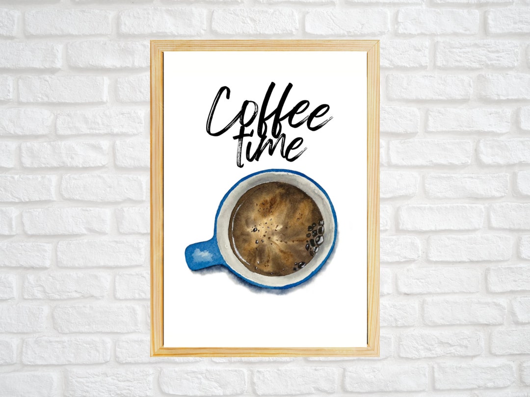 Coffee Time Wall Art Print | Vibrant Watercolor Illustration Painting ...