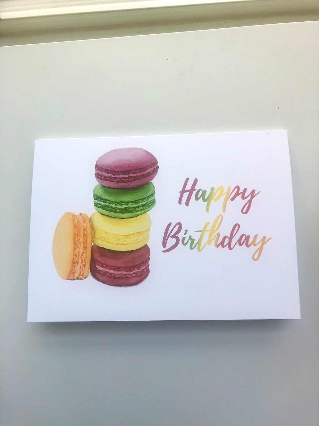 Watercolor Rainbow Macarons Birthday Card | Cheerful Illustration - Etsy