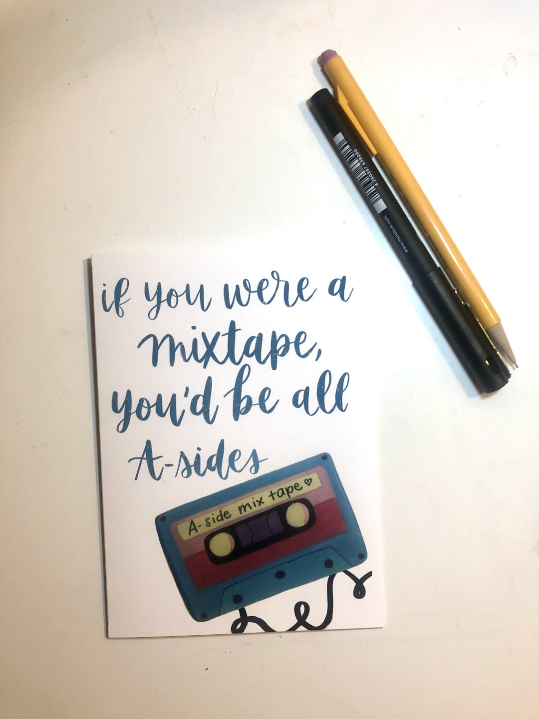 A-side Mixtape Illustration Greeting Card Cute, Nostalgic Greeting Card ...