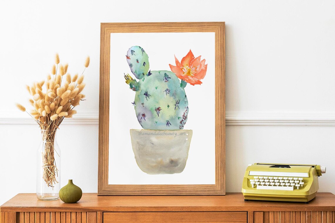 Double Cactus Painting Cactus Watercolor Cactus Watercolor - Etsy
