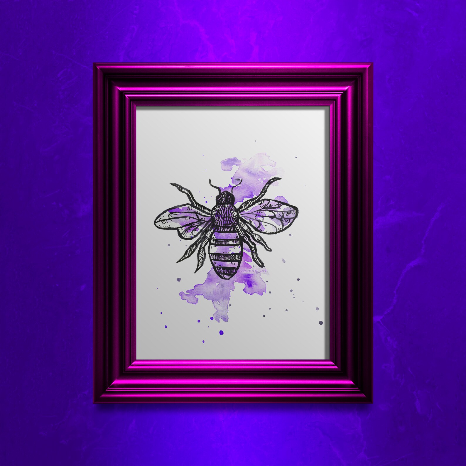 Purple Bee, Bee Watercolor, Bee Painting, Bee Print, Bee Wall Decor ...