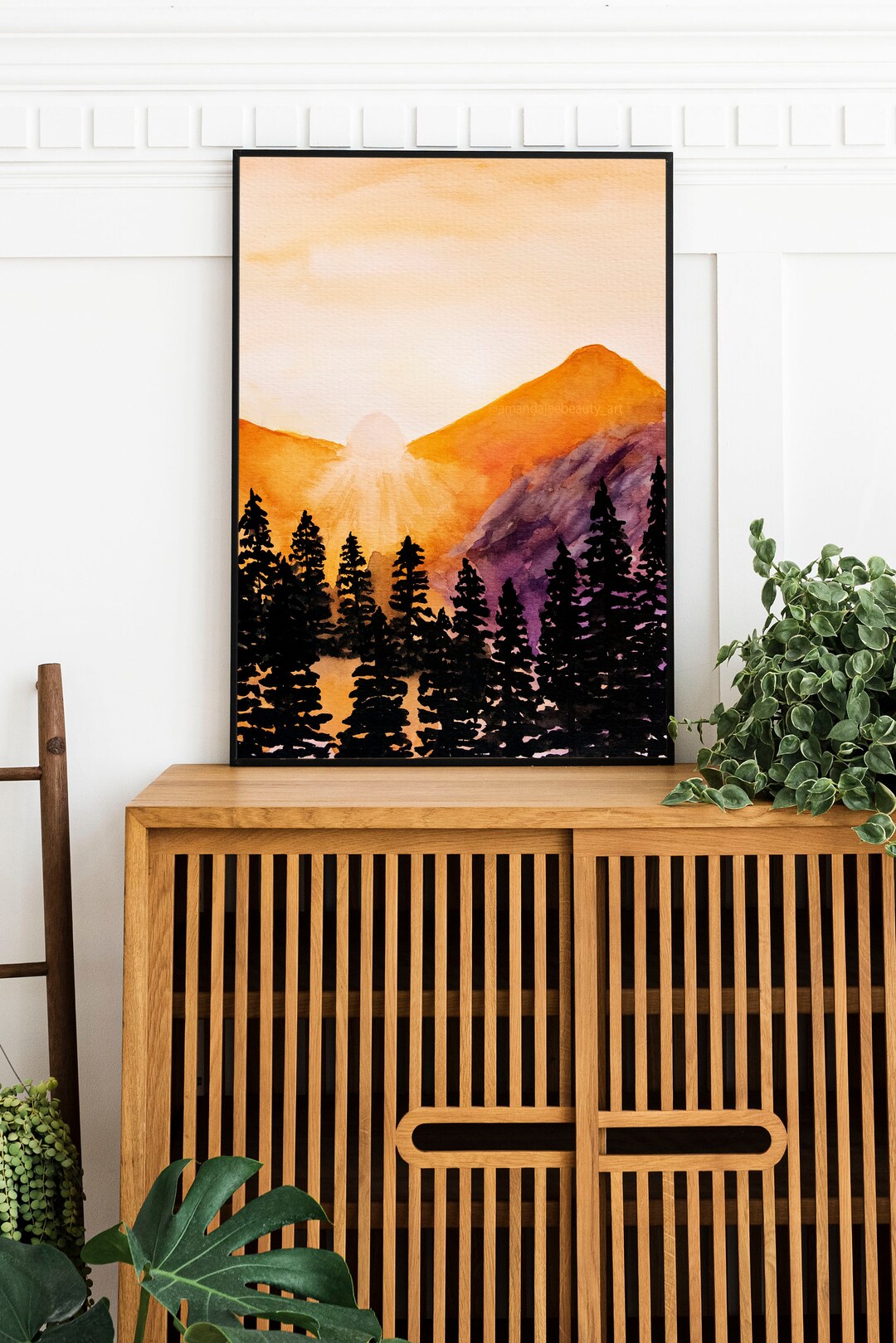 Mountain Watercolor, Sunset Watercolor, Mountain Painting, Mountain ...