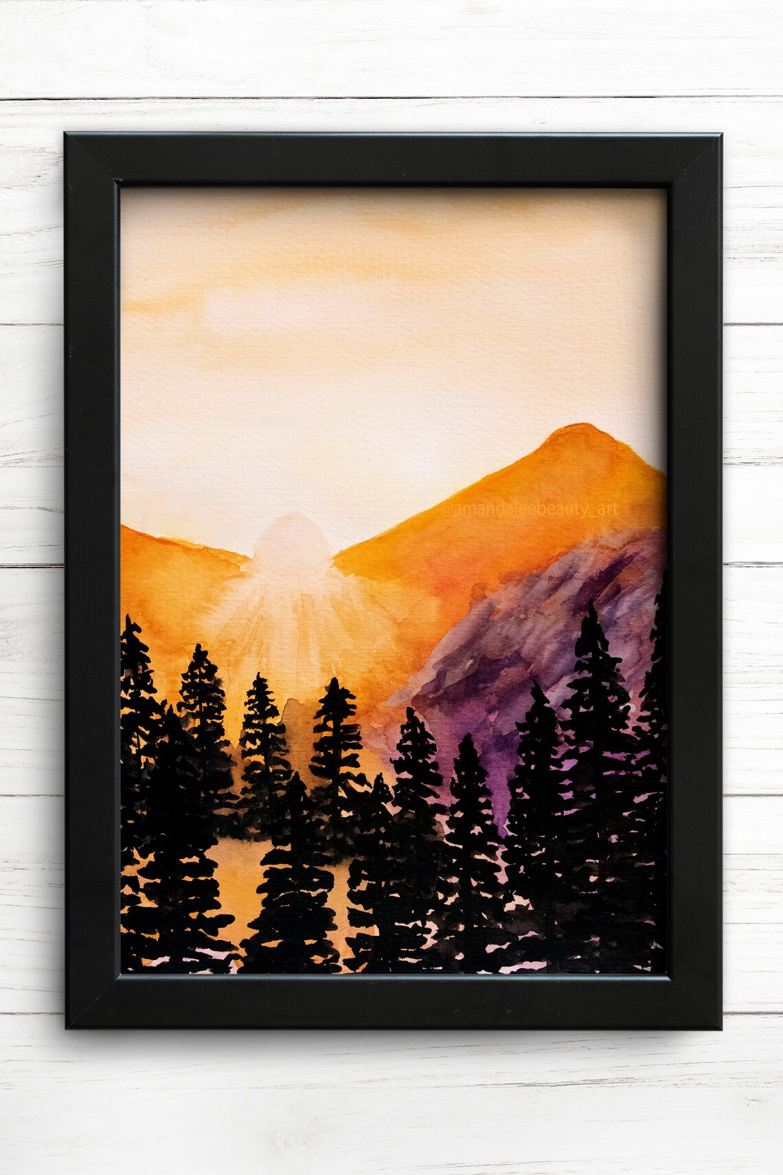 Mountain Watercolor, Sunset Watercolor, Mountain Painting, Mountain ...