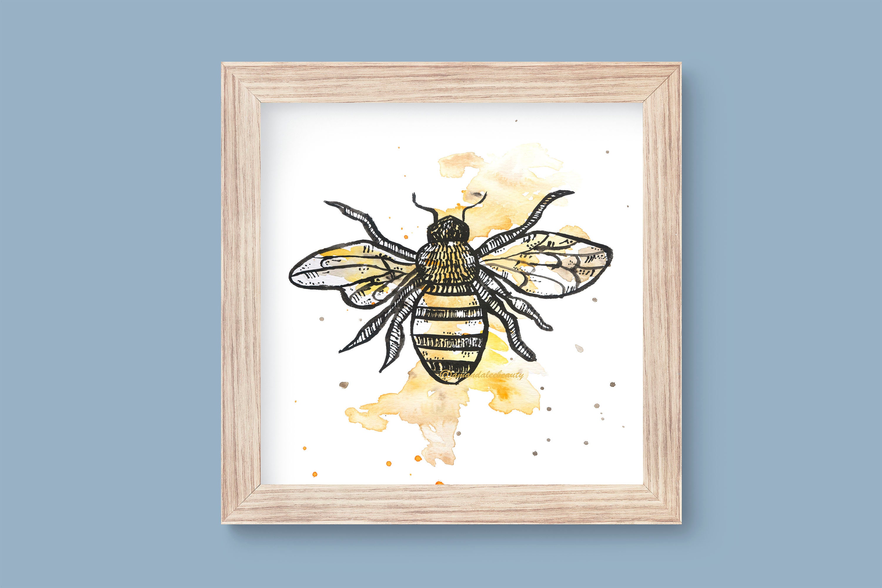 Bee Watercolor, Bee Painting, Bee Print, Bee Wall Decor, Bee Clip Art ...