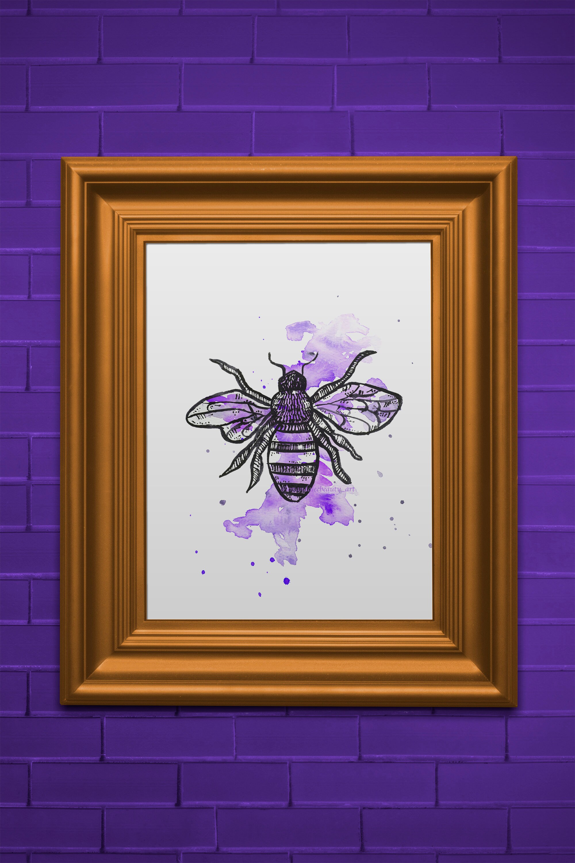 Purple Bee, Bee Watercolor, Bee Painting, Bee Print, Bee Wall Decor ...