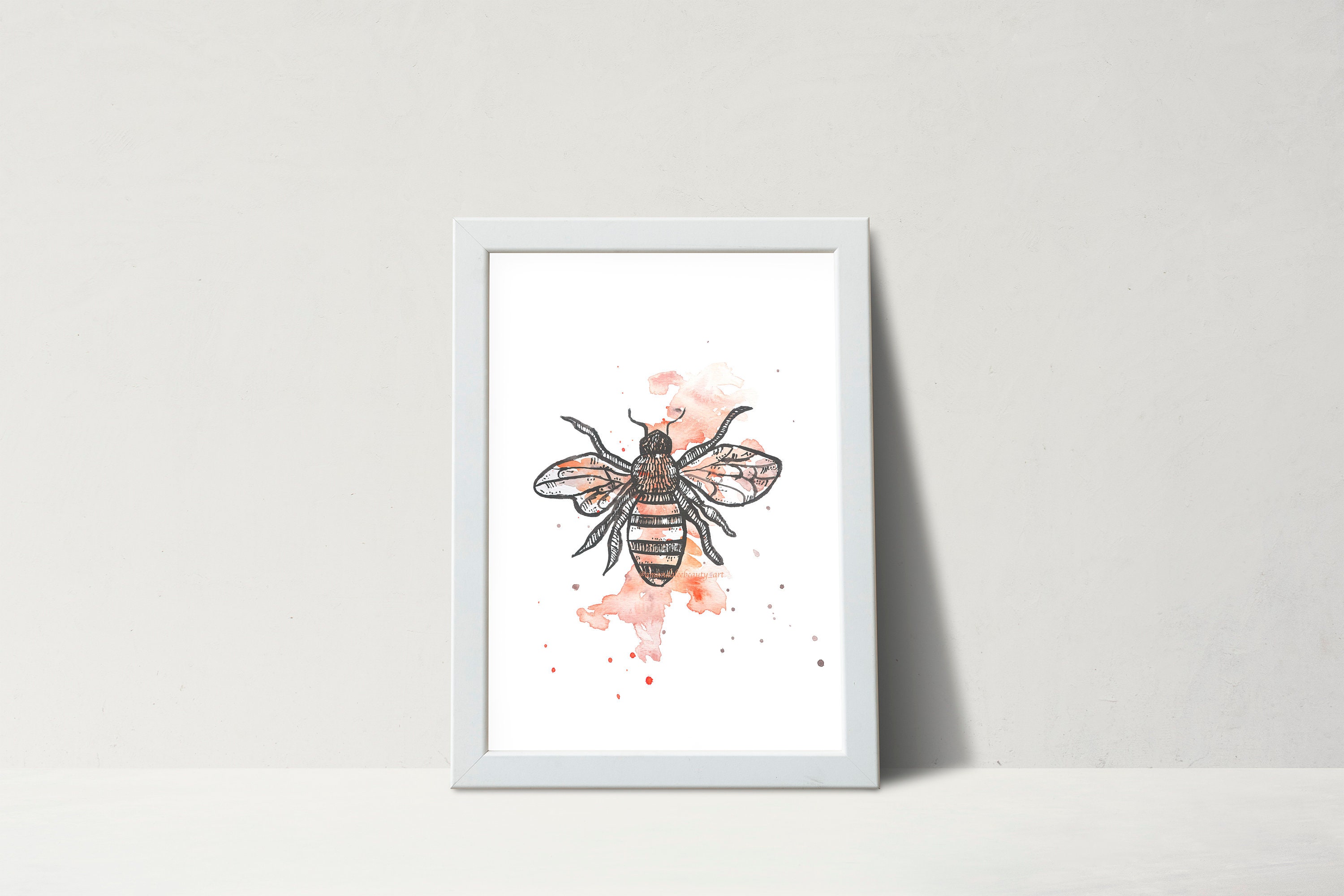 Red Bee, Bee Watercolor, Bee Painting, Bee Print, Bee Wall Decor, Bee ...