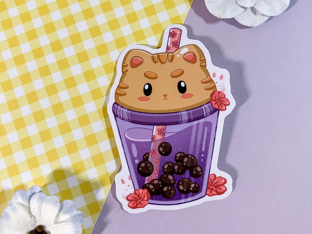 Taro Boba Tea Cute Vinyl Sticker | Fun Stickers | Boba Tea Lover ...