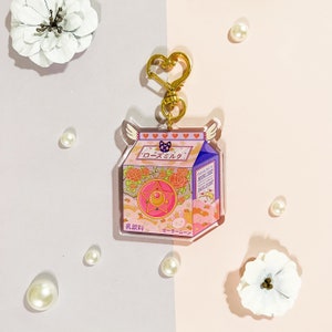 Cute Anime Keychain, Milk Carton Keychain, Cute Charm, Acrylic Keychain ...