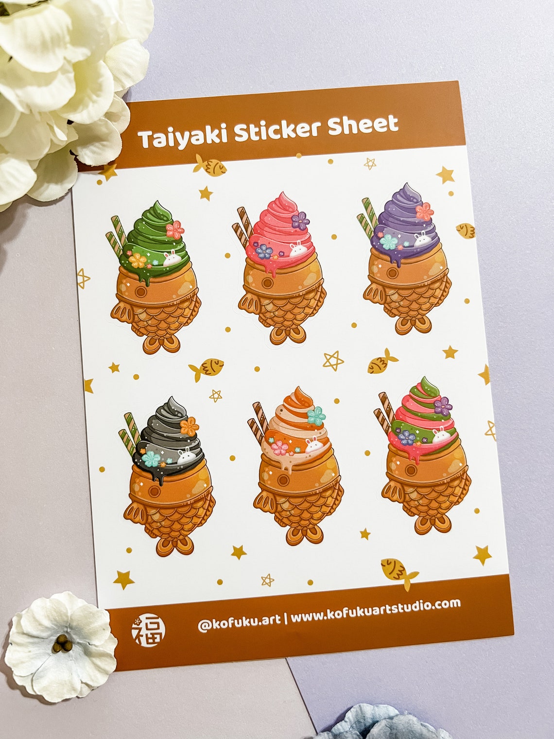 Taiyaki Ice Cream Sticker Sheet, 5x7 Sticker Sheet, Cute Sticker Sheets ...