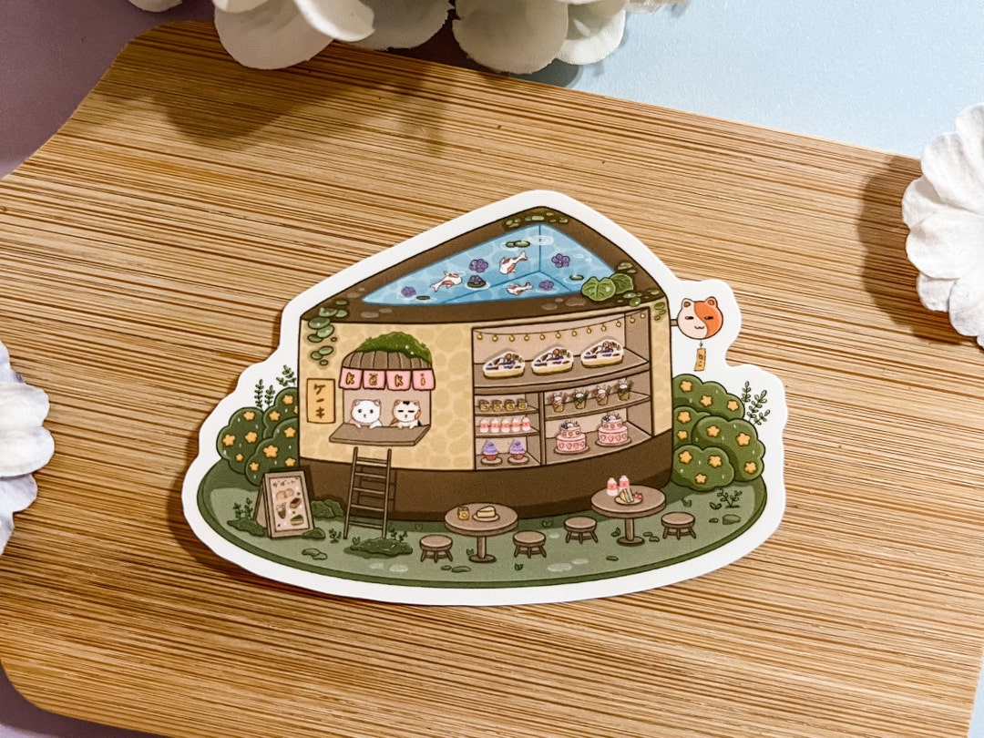 Kawaii Cake Shop Vinyl Sticker: Isometric Illustration - Etsy