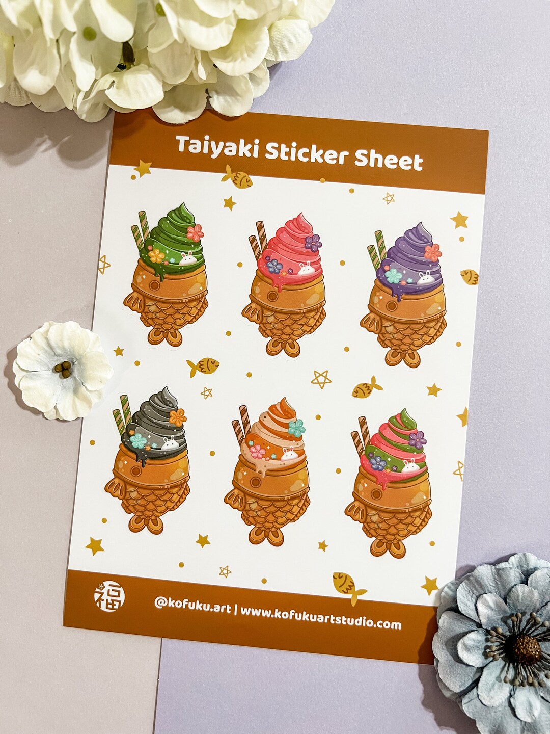 Taiyaki Ice Cream Sticker Sheet, 5x7 Sticker Sheet, Cute Sticker Sheets ...